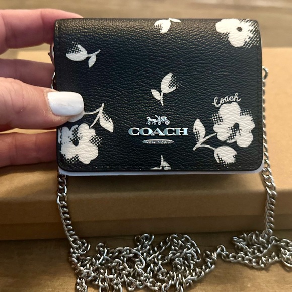 Coach | Bags | Coach Mini Wallet On A Chain Crossbody Bag With Floral ...